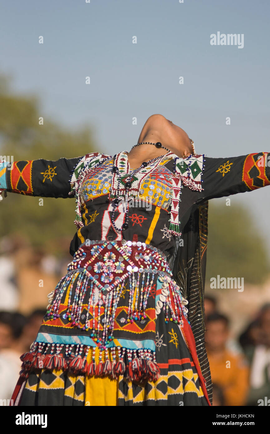 Traditional Rajasthani Kalbelia dancer performing at the annual Nagaur ...