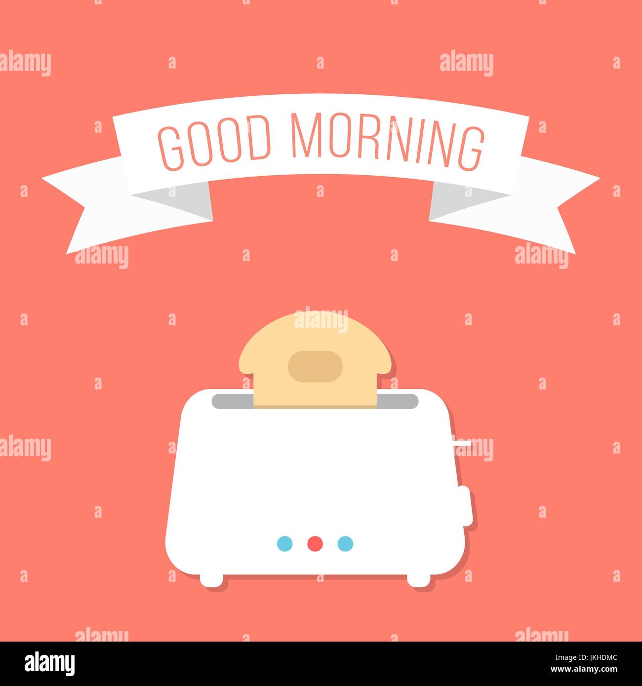 white toaster with ribbon and good morning inscription Stock Vector ...