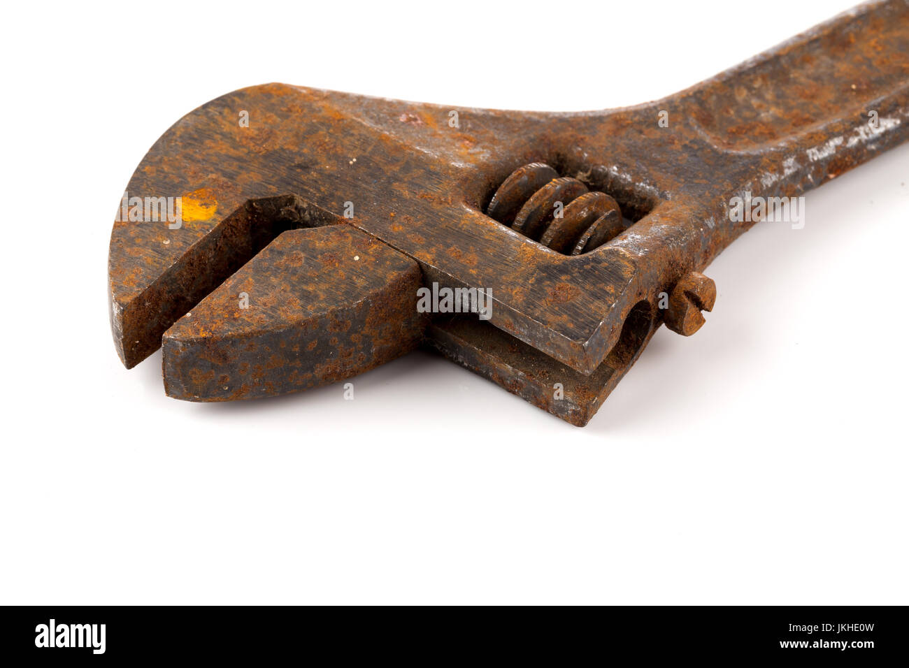 Old rusty wrench tool, isolated on white background Stock Photo - Alamy