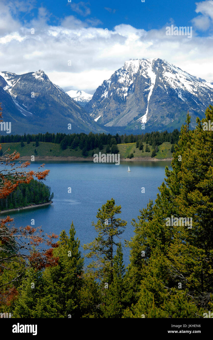 Jackson Lake, Grand Tetons and Yellowstone National Park Stock Photo ...