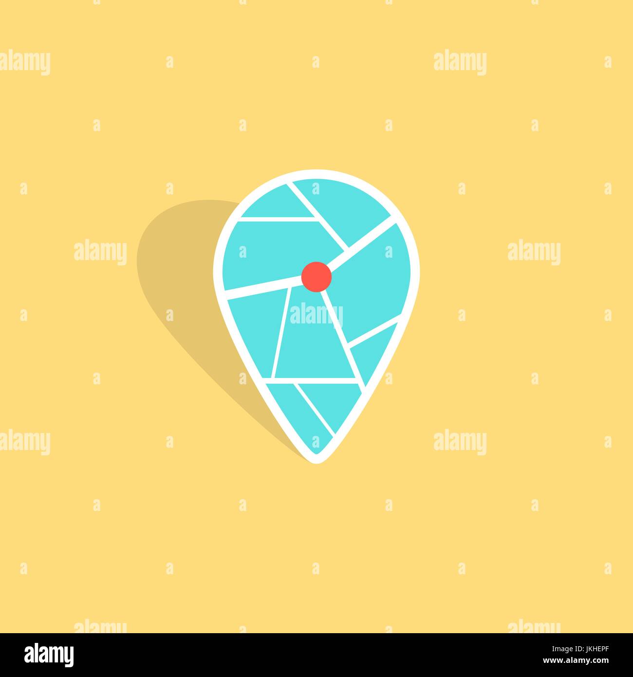 turquoise pin icon with shadow isolated on yellow background Stock ...