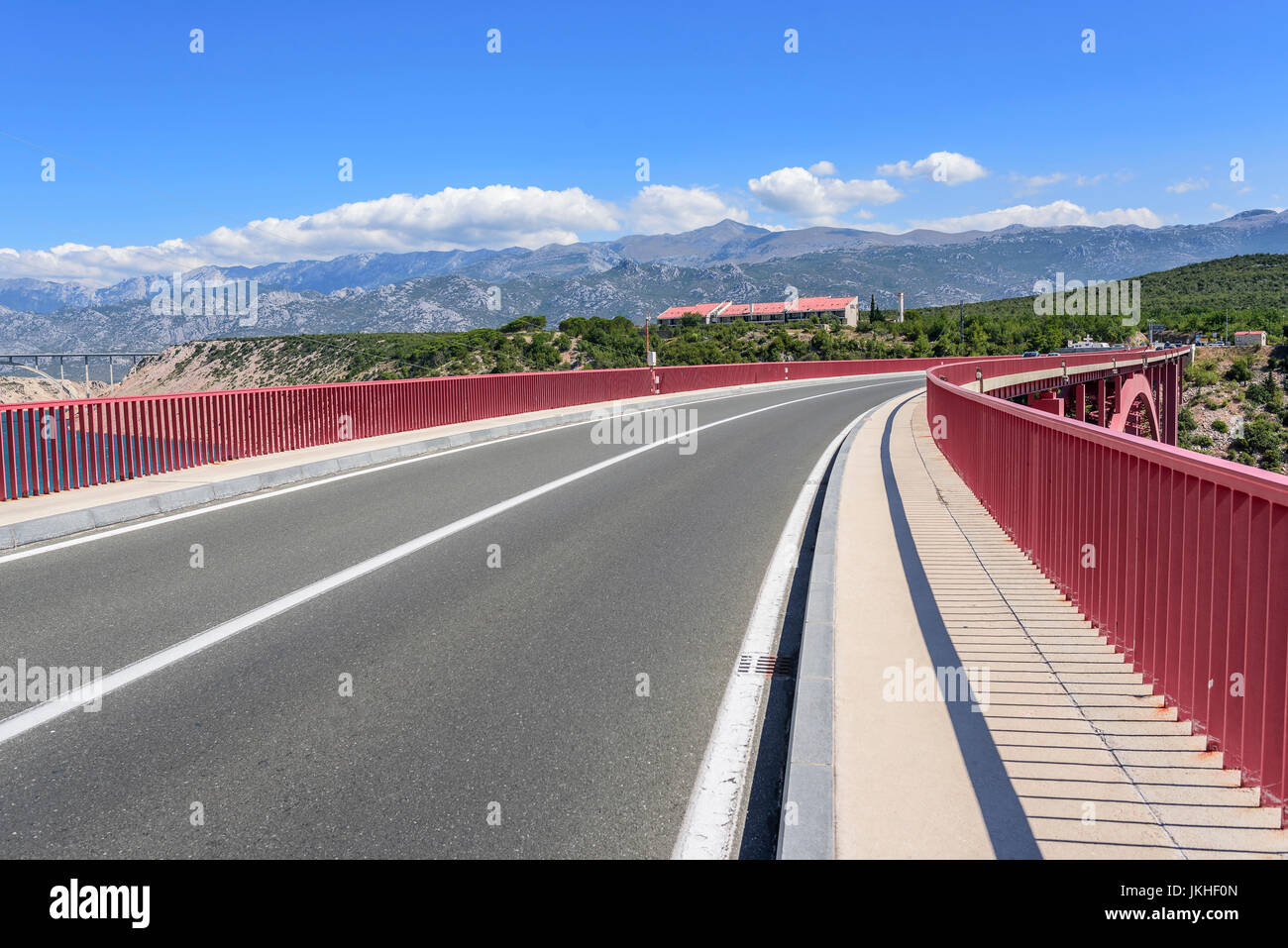 Red Maslenica Bridge in Croatia Stock Photo - Alamy