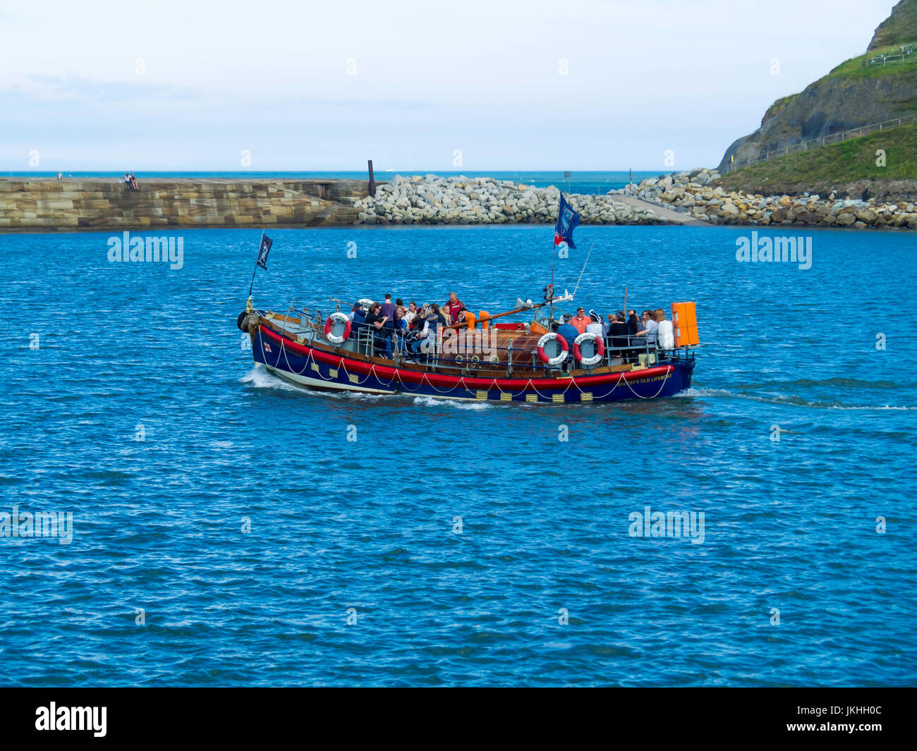The old Whitby Lifeboat "Mary Ann Hepworth"outbound on a pleasure trip ...