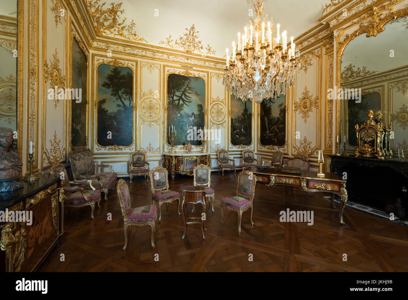 Chateau de Chantilly park and garden with stables in the north of Paris ...