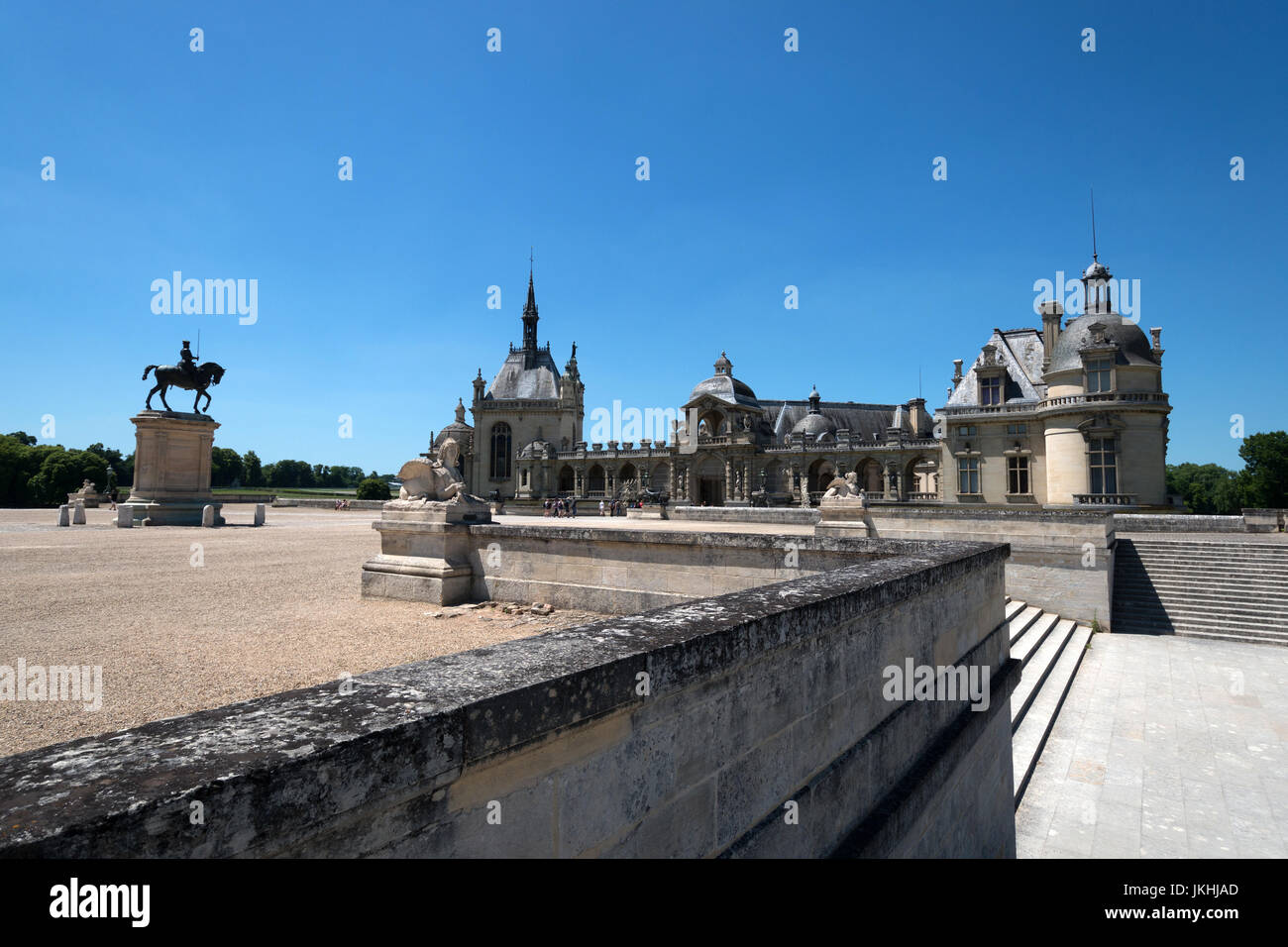 Chateau de Chantilly park and garden with stables in the north of Paris ...