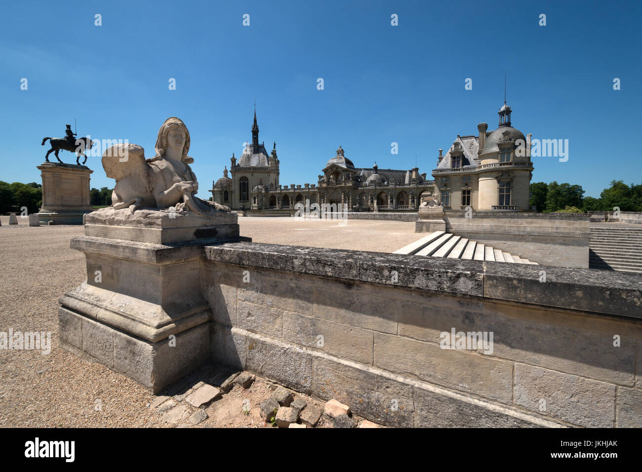 Chateau de Chantilly park and garden with stables in the north of Paris ...
