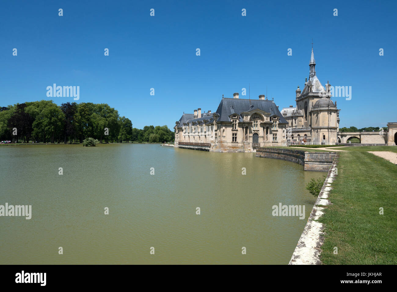 Chateau de Chantilly park and garden with stables in the north of Paris ...
