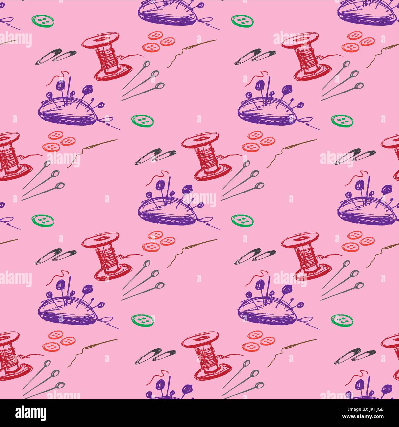 Seamless pattern Sewing Accessories .Hand drawing . Seamless pattern ...