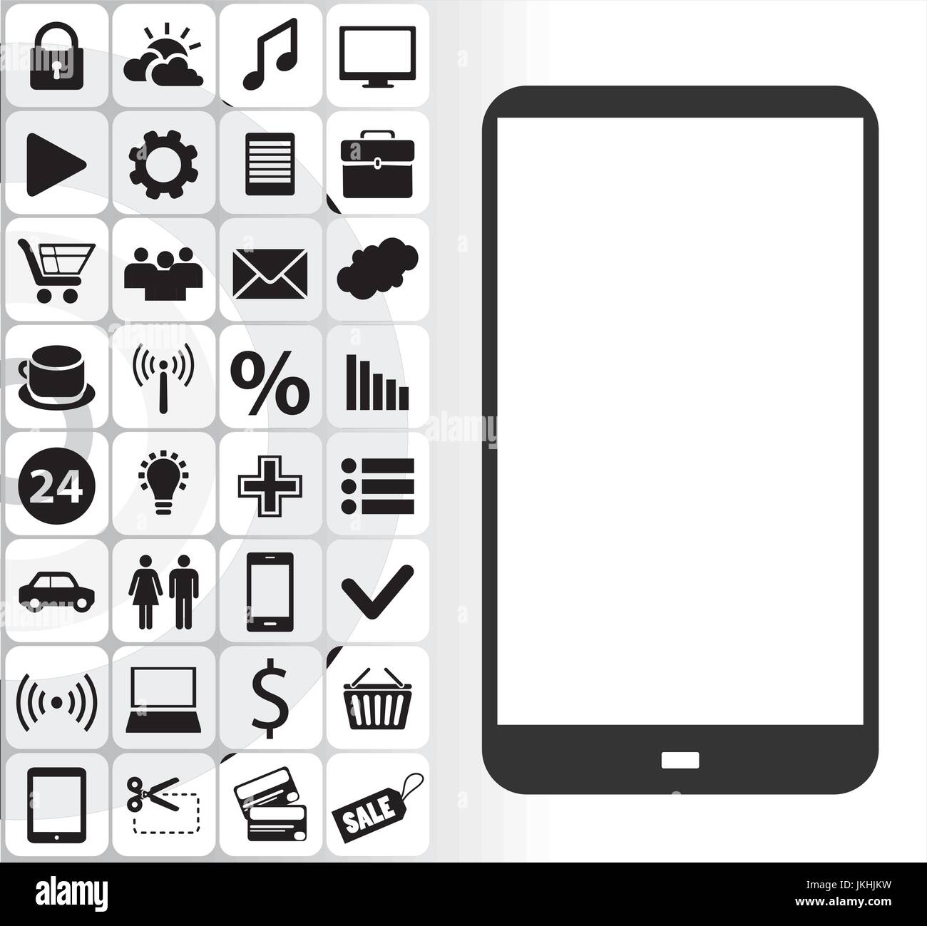 Smartphone with different icons , vector Stock Vector Image & Art - Alamy
