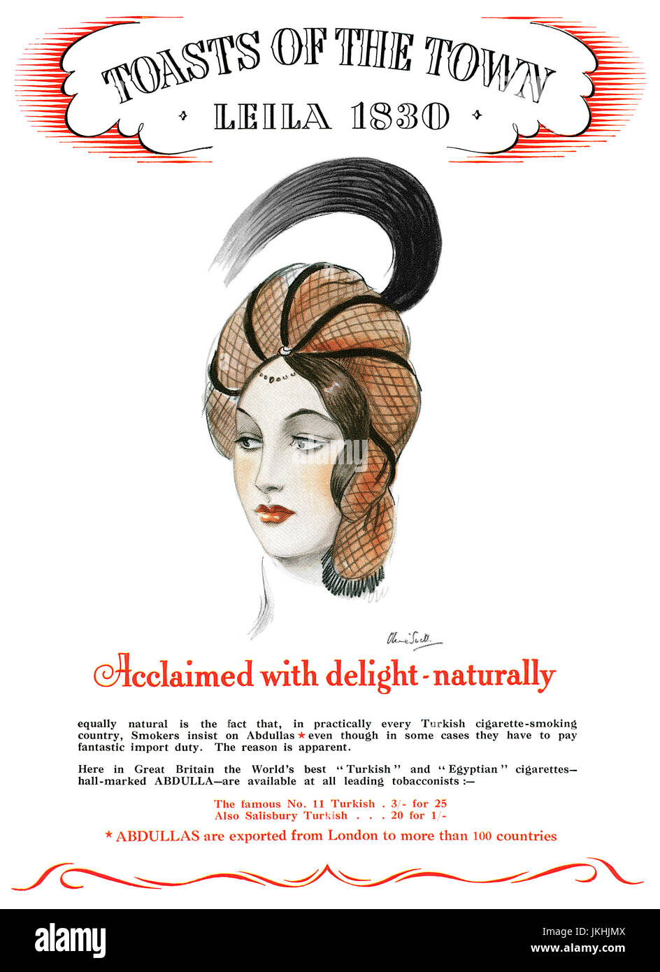 1937 British advertisement for Abdulla Cigarettes Stock Photo - Alamy