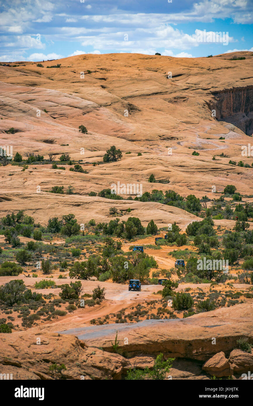 Off road vehicle views of Moab Utah trails on bright sunny days Stock ...