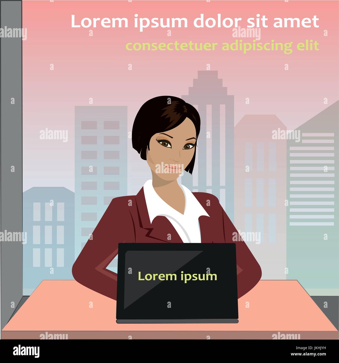 Office beautiful asian woman Stock Vector Images - Alamy