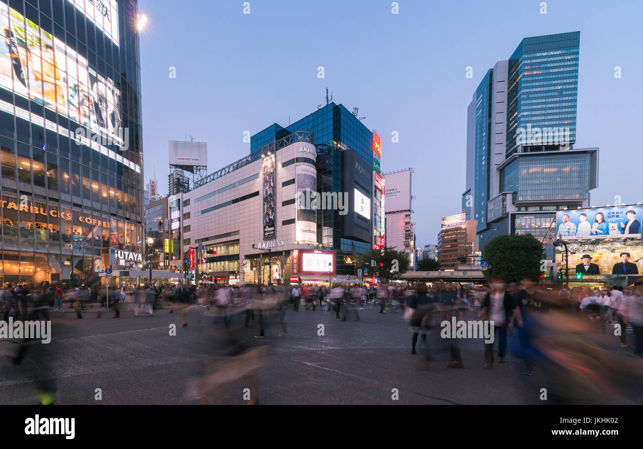Tokyo, Japan - OCTOBER 20, 2016: Pedestrians walk at Shibuya Crossing ...