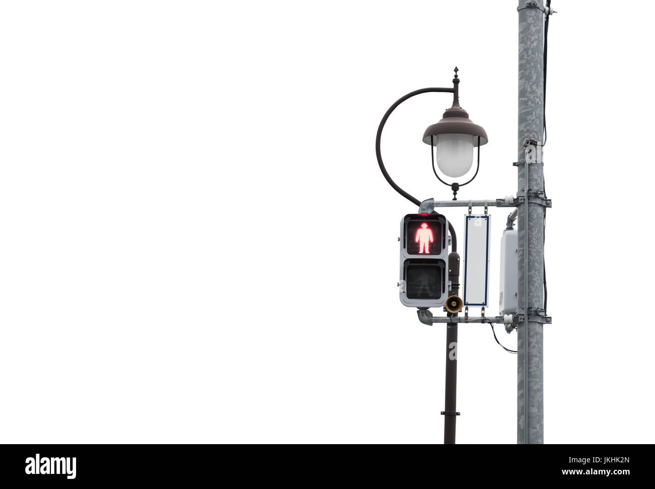 red signal light across the street isolated on white background, with ...