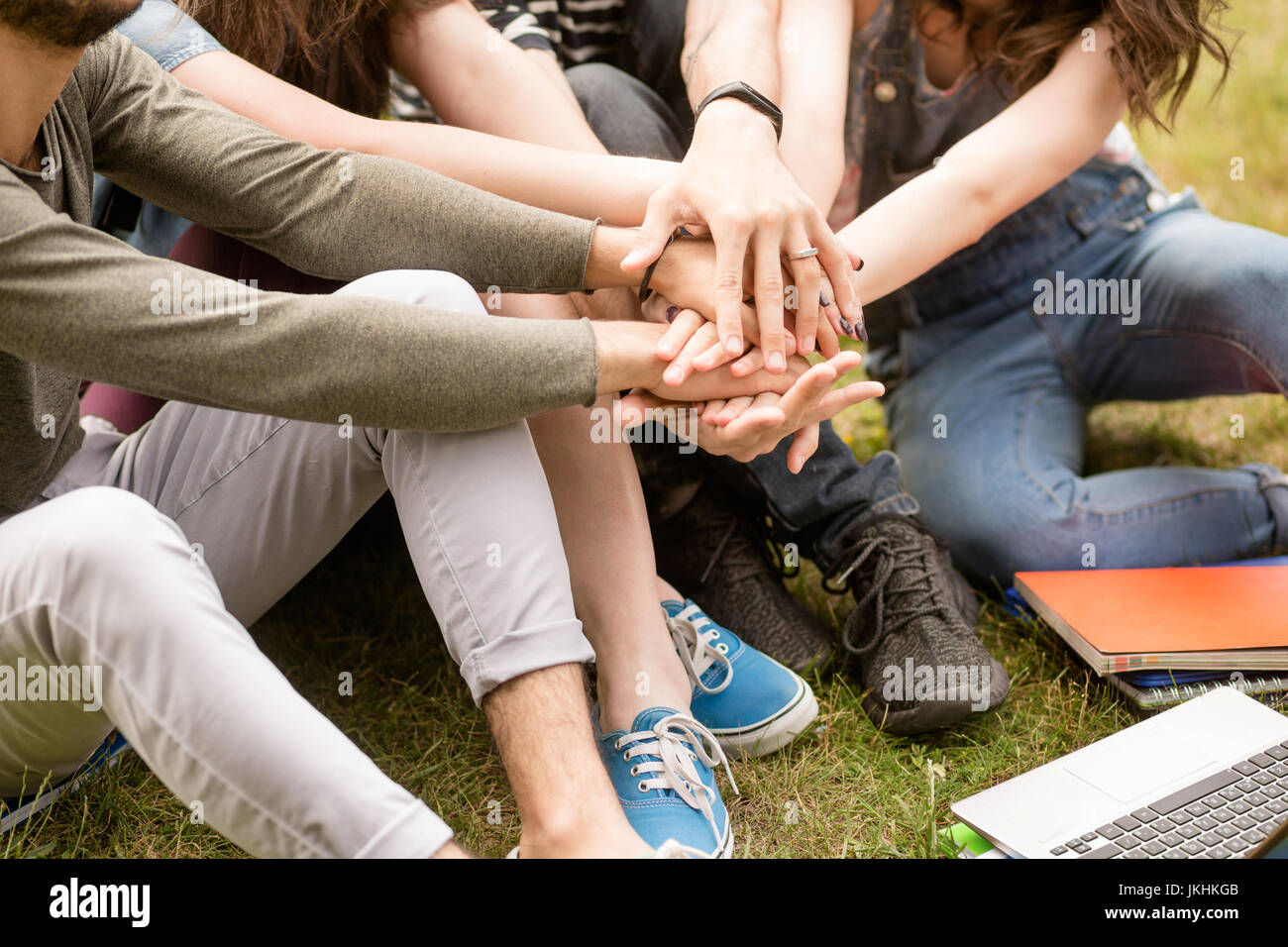 Close up view on students hands and palms Stock Photo - Alamy
