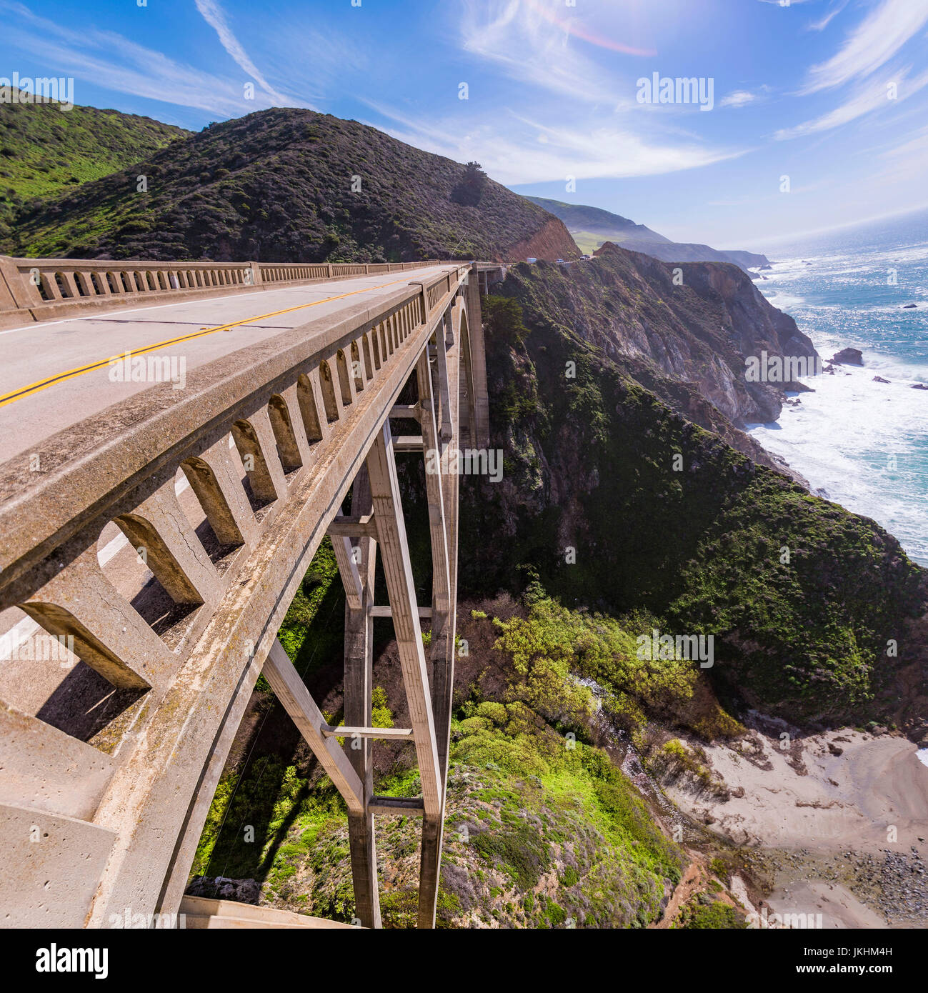 Perspective of the great height of the Bixby Bridge Stock Photo - Alamy
