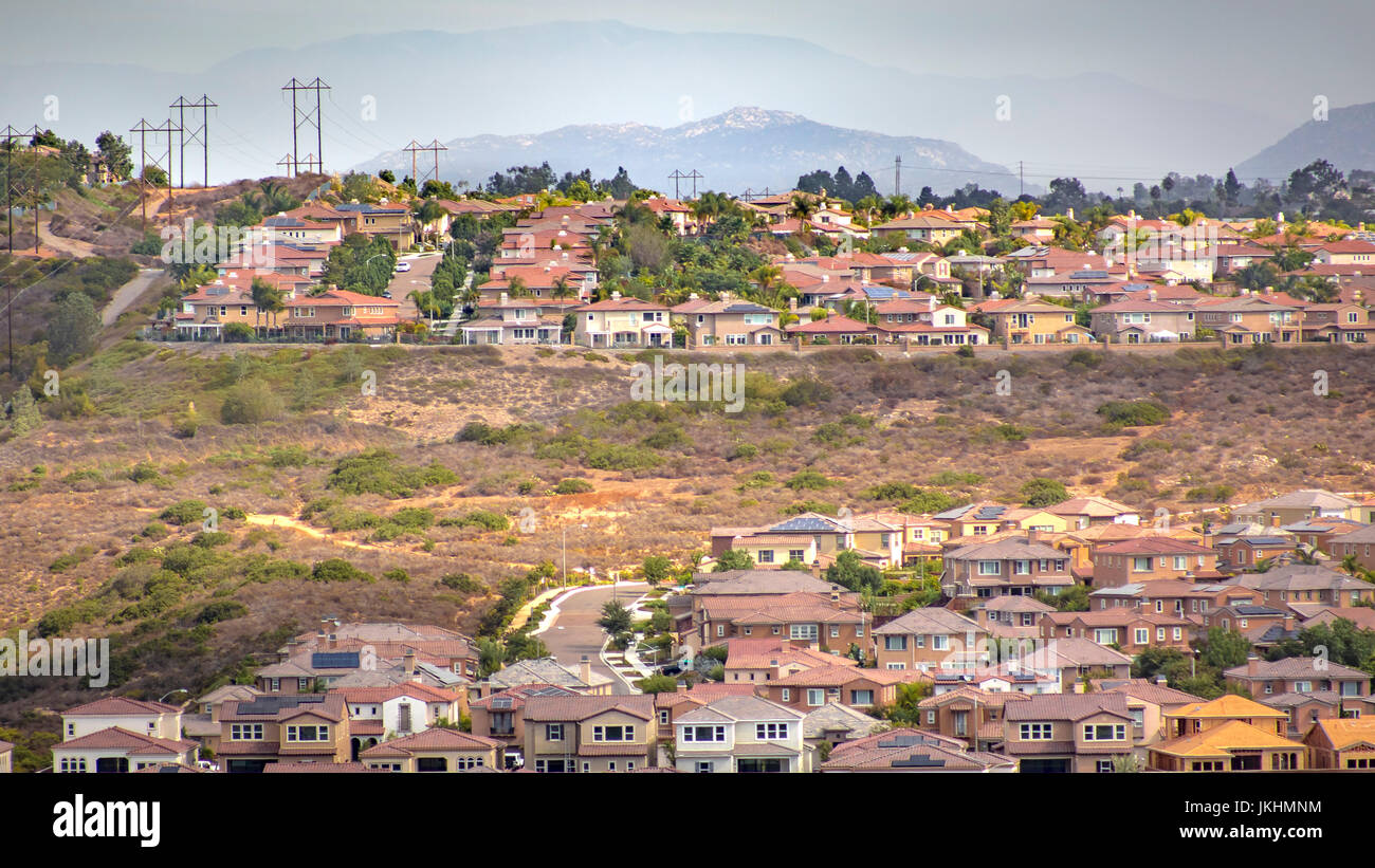 Suburbs under a mountain taken in and around Carlsbad California Stock ...