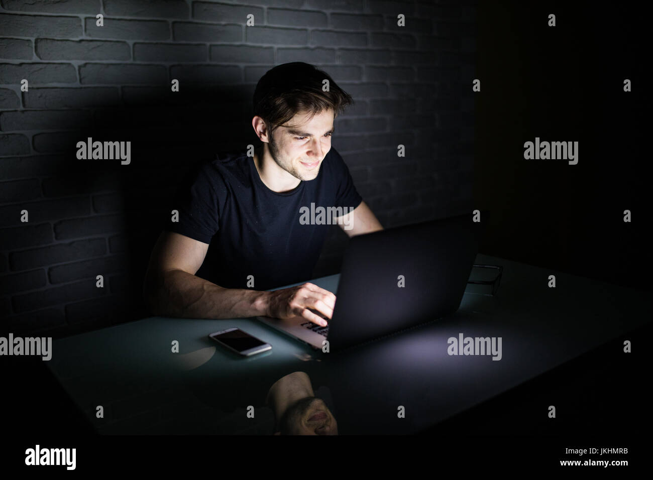 Technology internet communication and people concept young man in ...