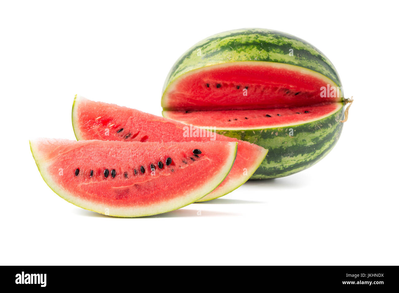 sliced fresh red watermelon isolated on white background Stock Photo ...