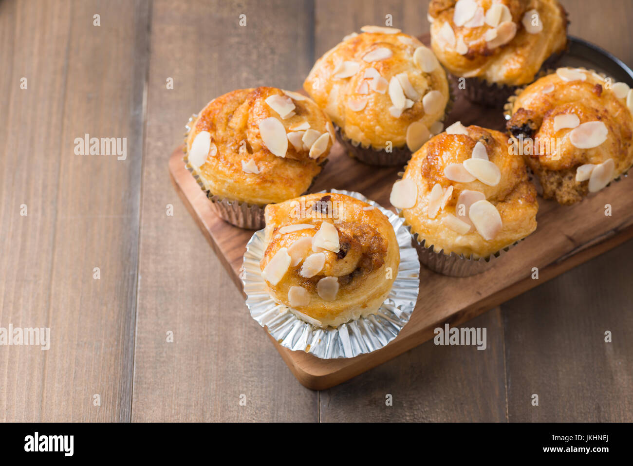Homemade Danish almond bread on wood plate Stock Photo - Alamy
