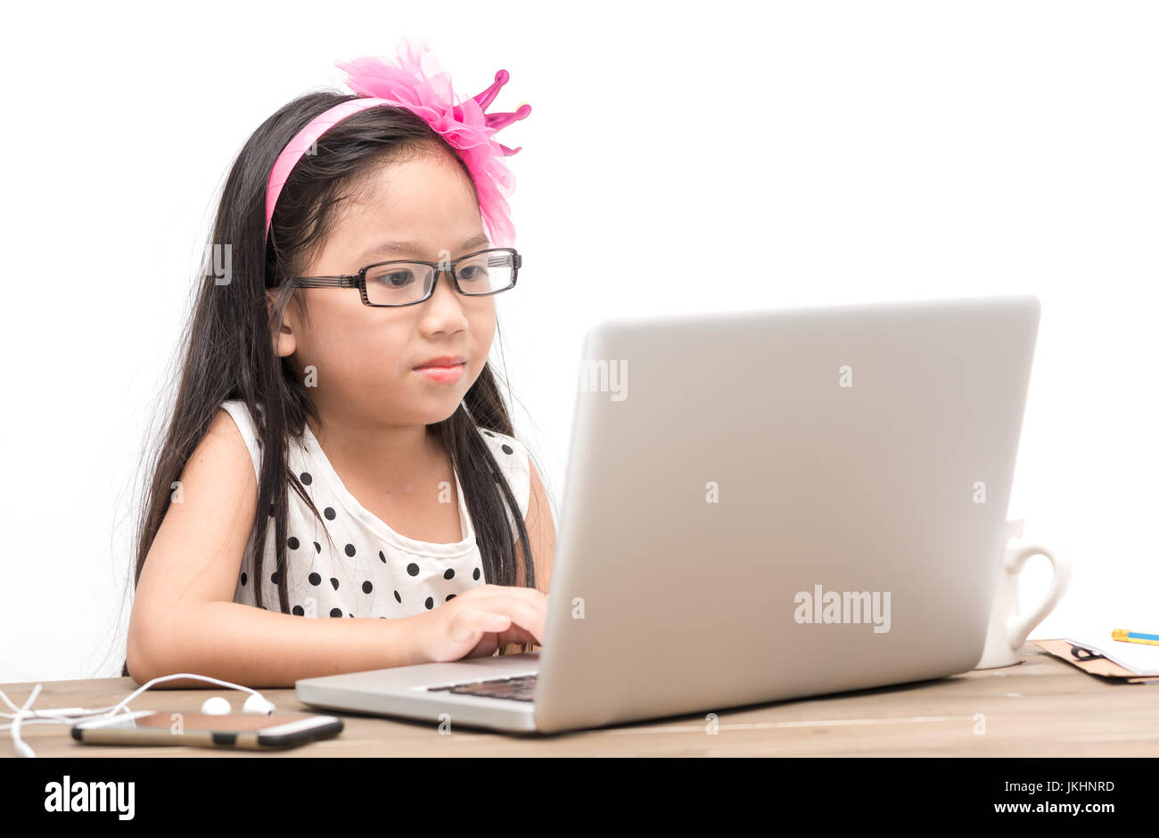 education, technology and internet concept - cute student girl with ...