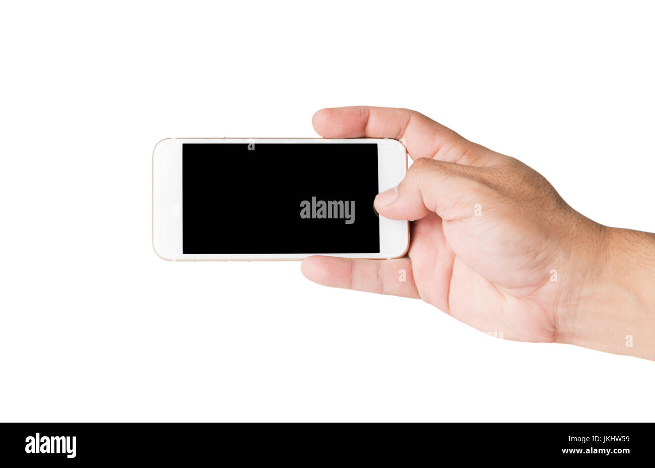 hand holding mobile smart phone and push shutter to take photo with ...