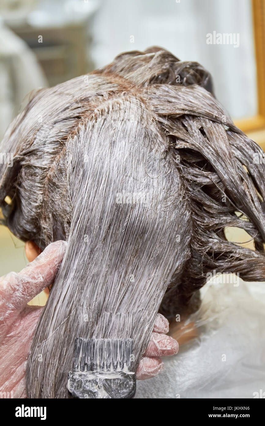 Hair dying process, close up Stock Photo - Alamy