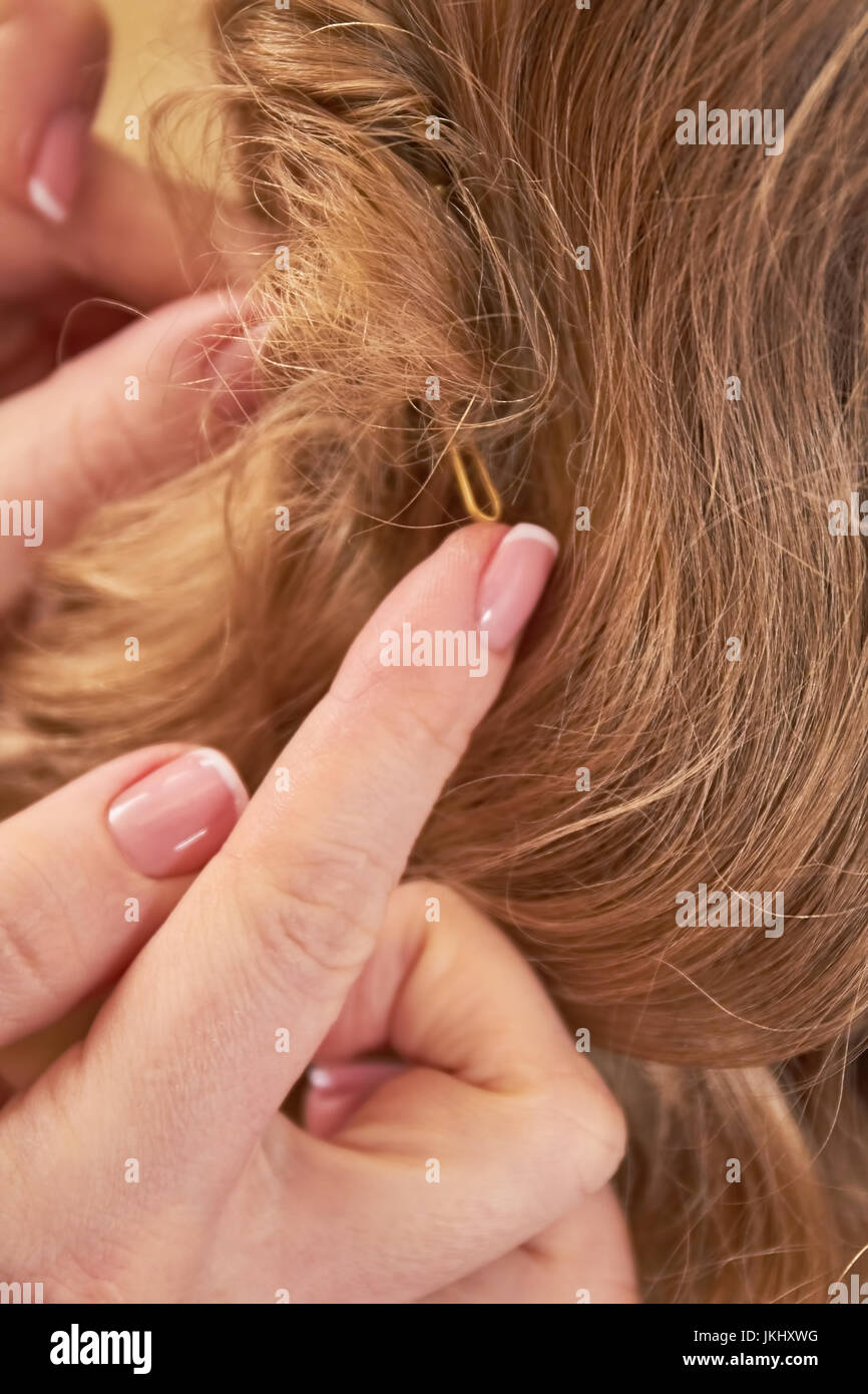Female hands and hair, macro Stock Photo - Alamy
