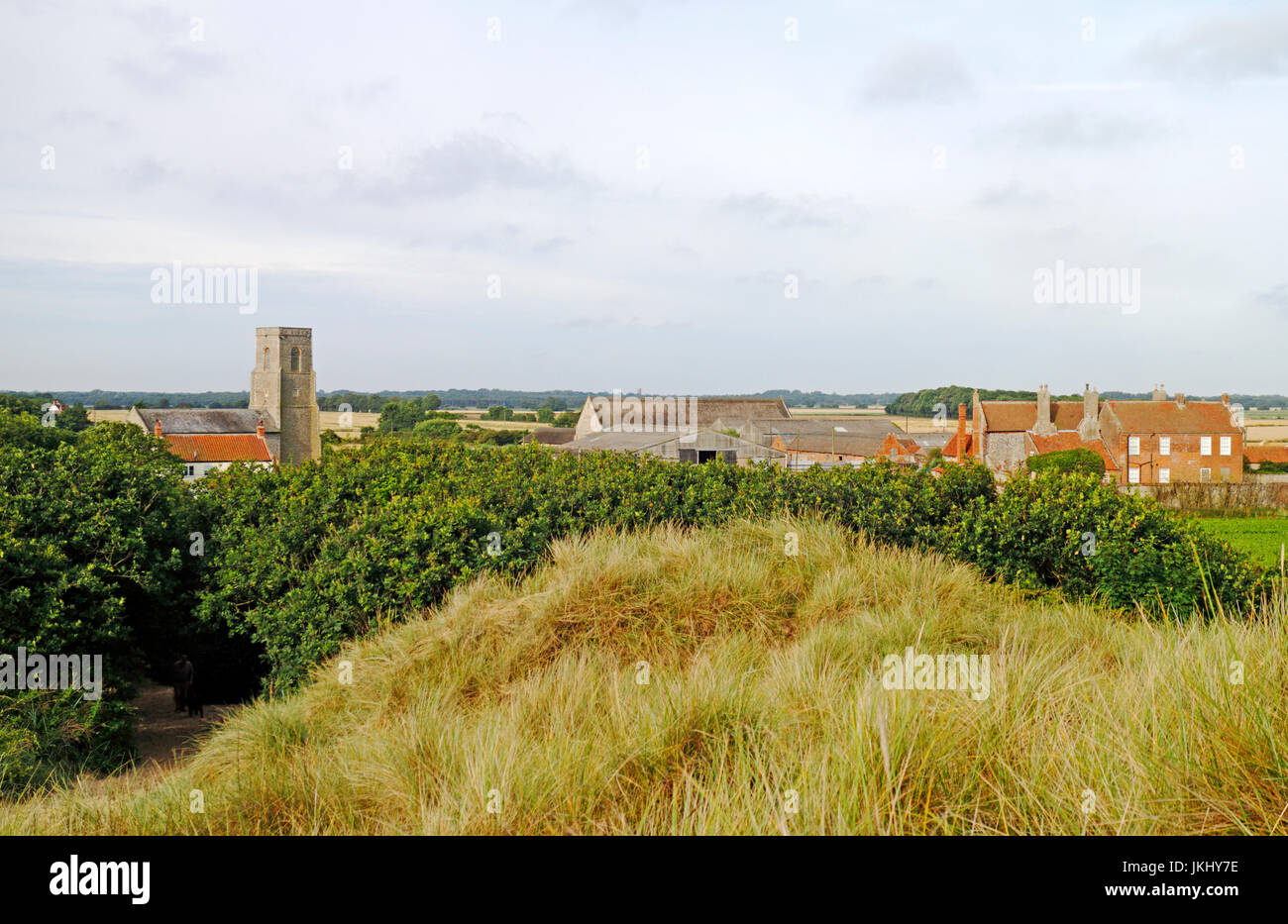 A view of the Church, Great Barn, and Hall from the sand dunes on the ...