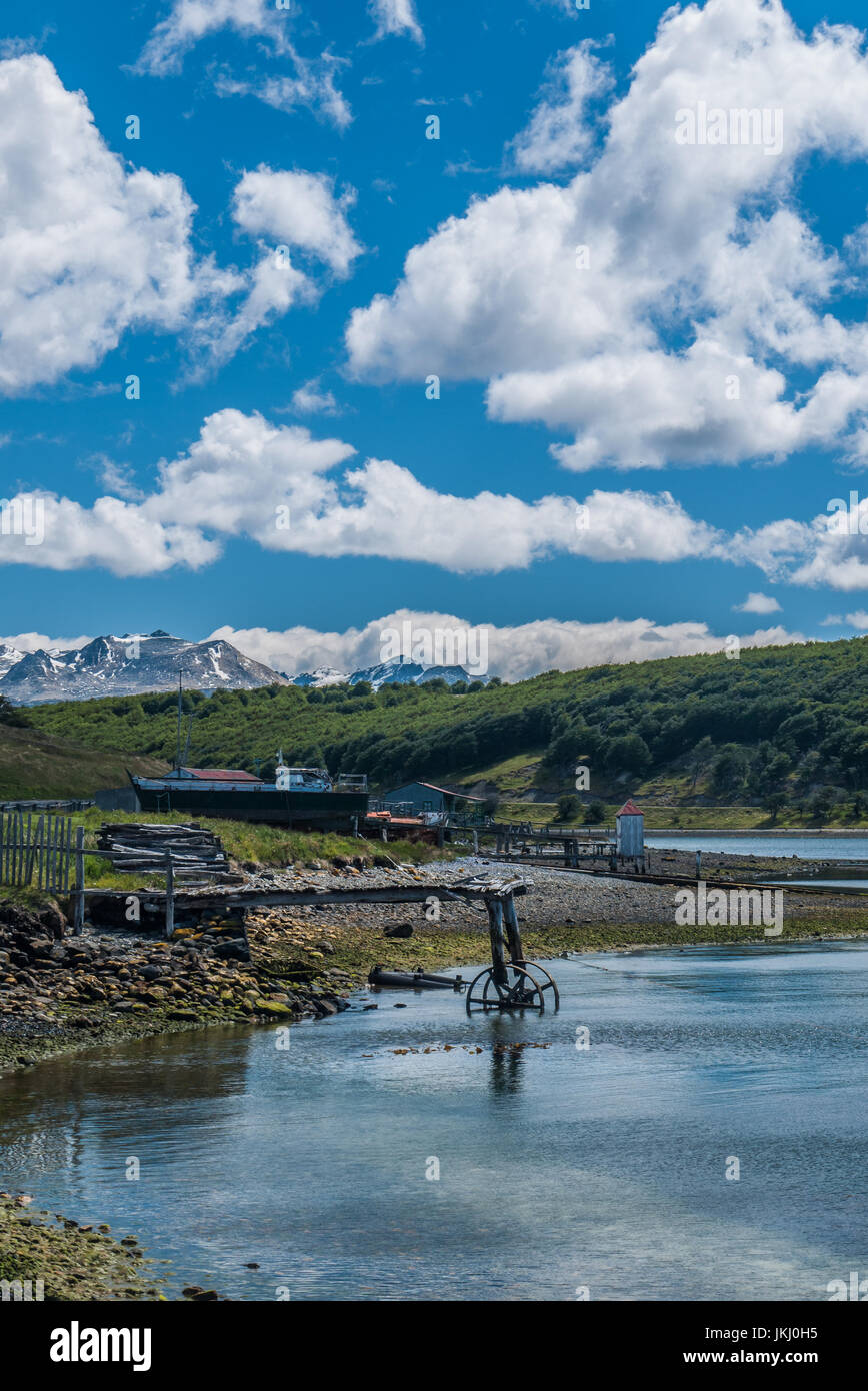 Old cargo dock waiting for a ship in Ushuaia, Argentina Stock Photo - Alamy