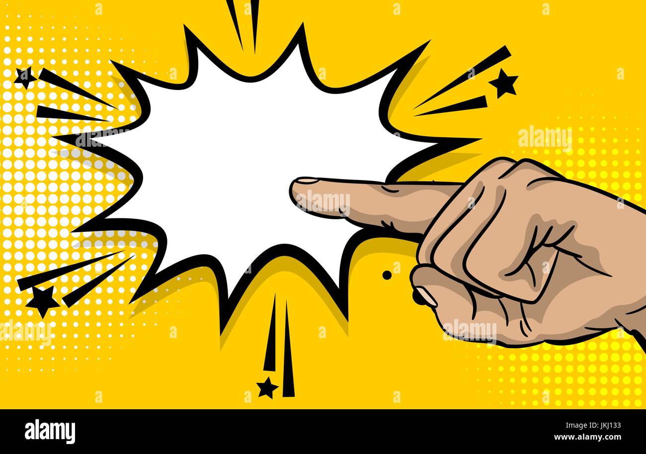 Pop art strong man hand show finger pointer Stock Vector Image & Art ...