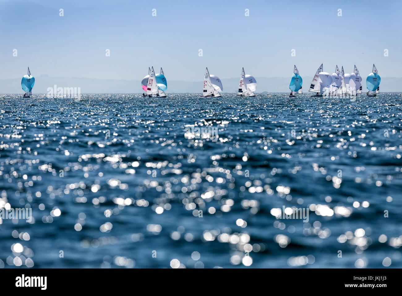 Thessaloniki, Greece - July 12, 2017: Athletes yachts in action during ...