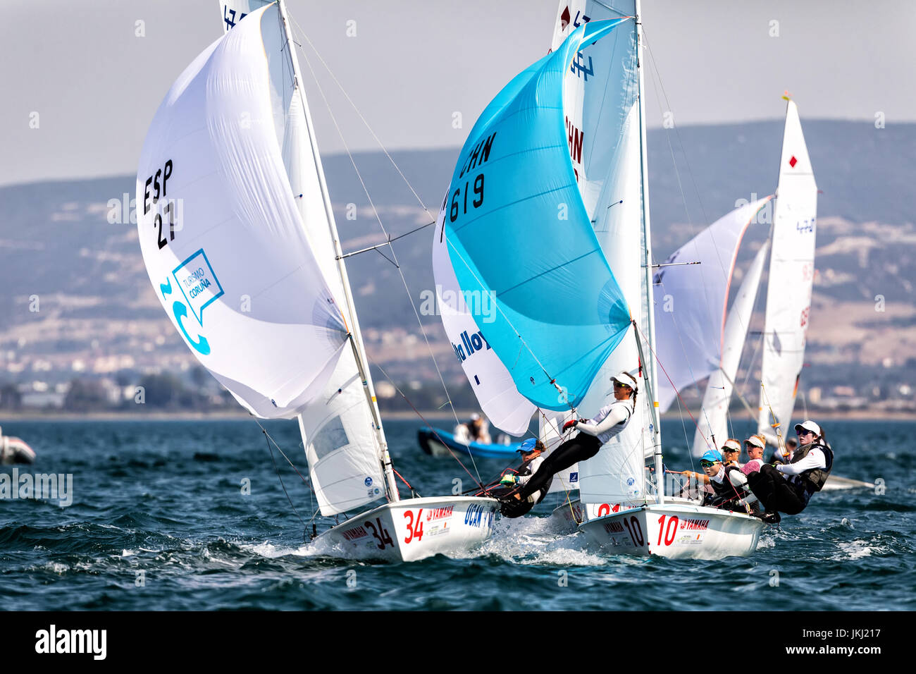 Thessaloniki, Greece - July 12, 2017: Athletes yachts in action during ...
