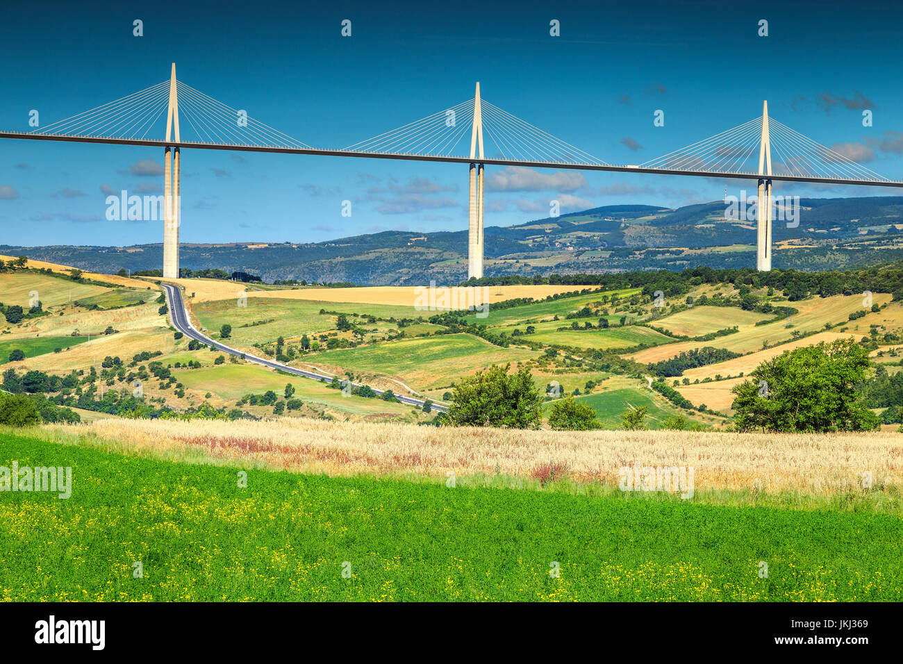 Best locations of world, famous viaduct of Millau with agriculture ...