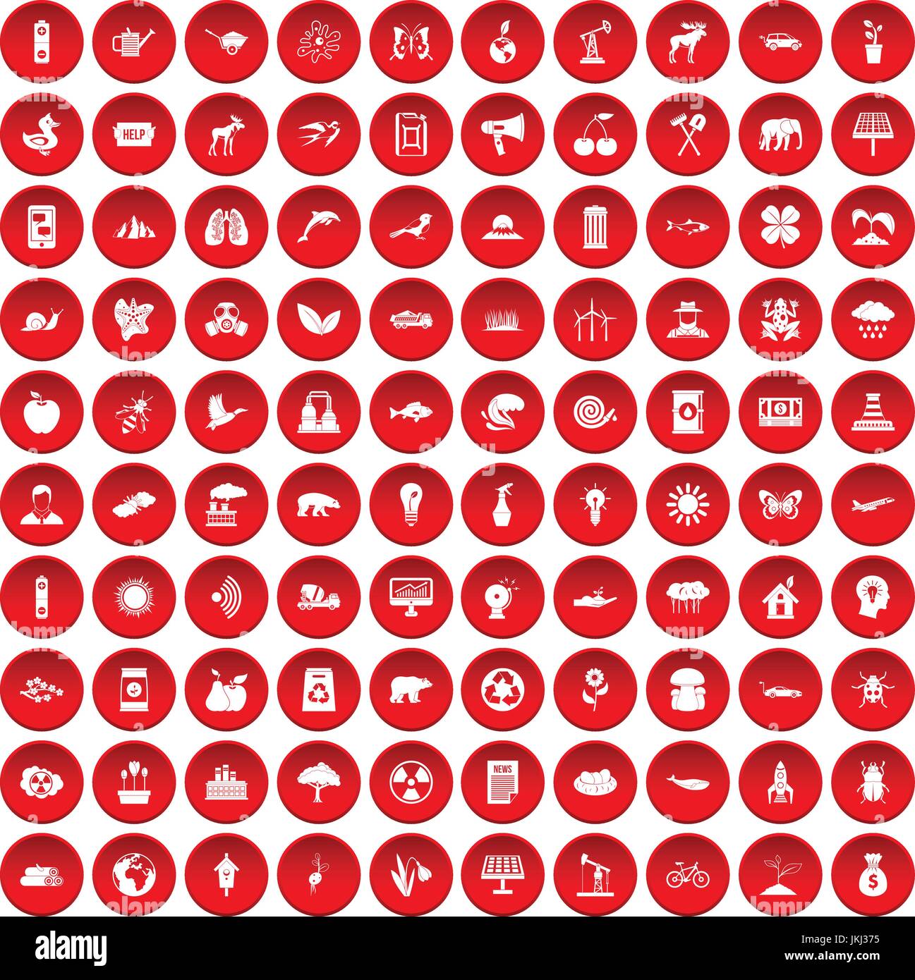 100 eco care icons set red Stock Vector Image & Art - Alamy