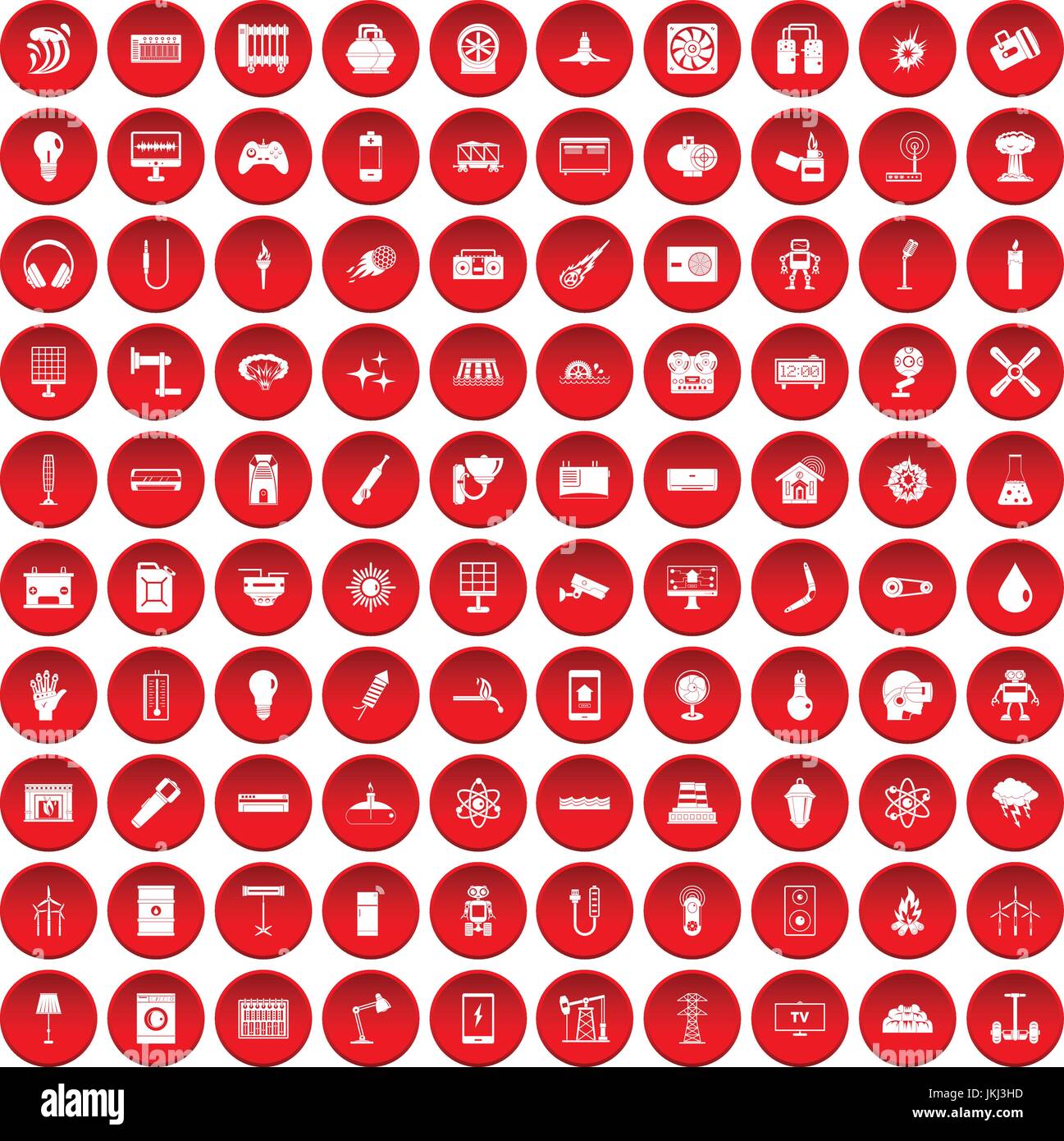 100 energy icons set red Stock Vector Image & Art - Alamy