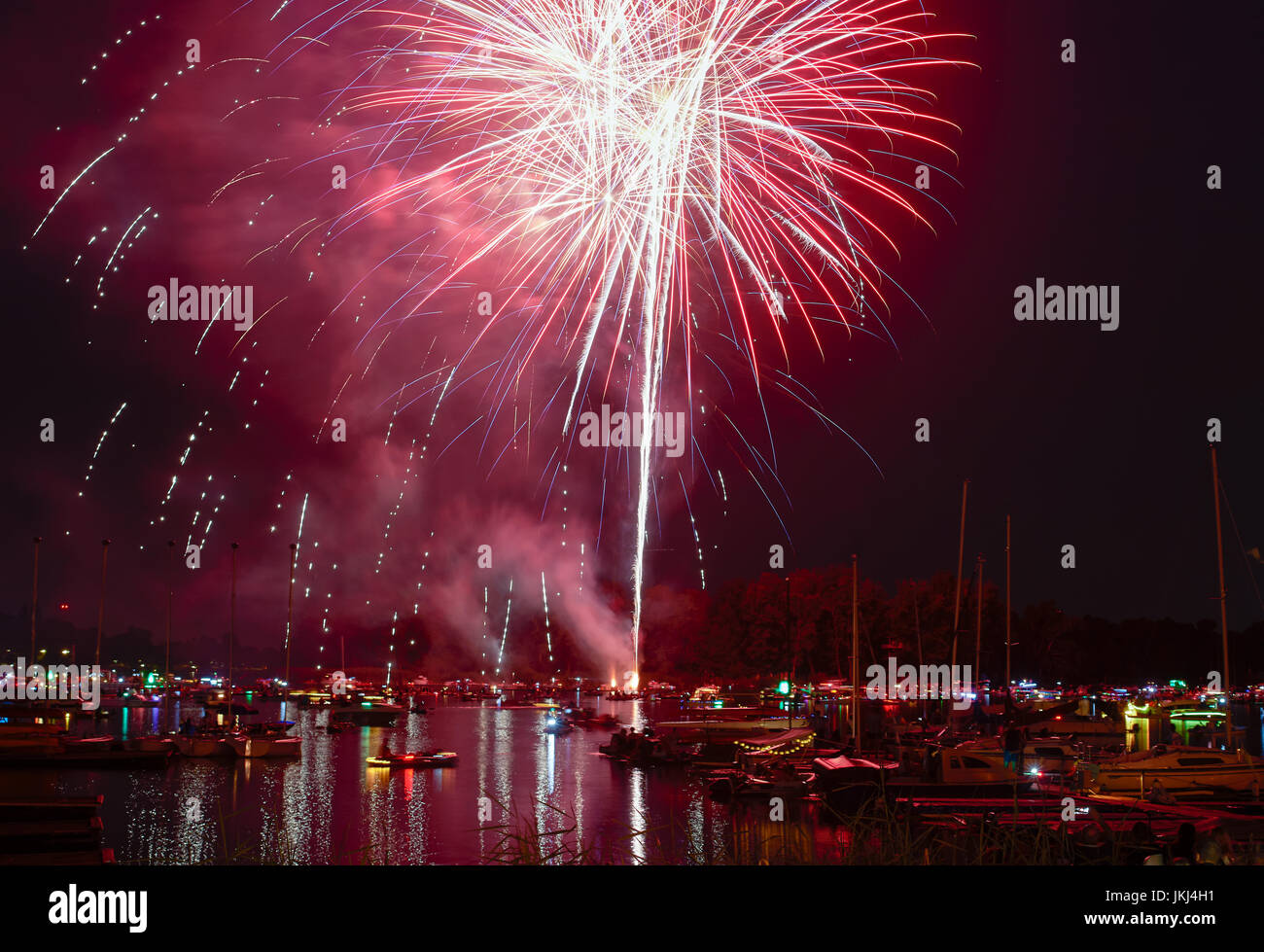 Fireworks of summer holiday in a city Stock Photo - Alamy