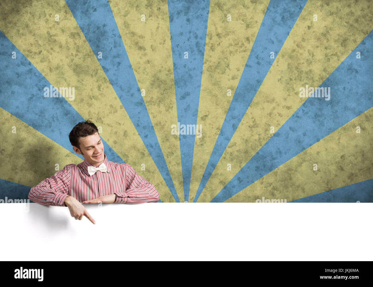 Cheerful man with banner Stock Photo - Alamy