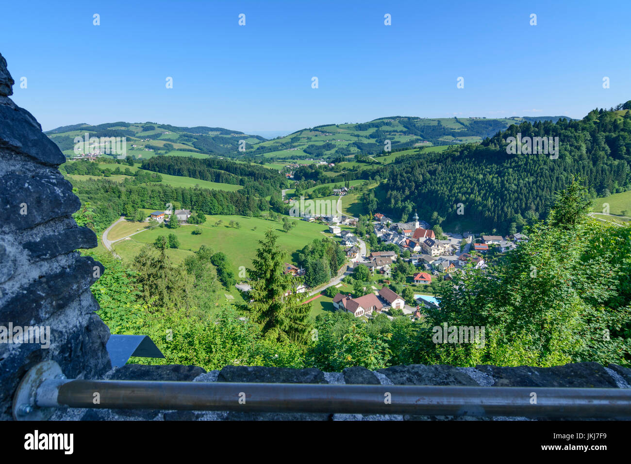 village Reinsberg from Castle, Reinsberg, Mostviertel, Niederösterreich ...