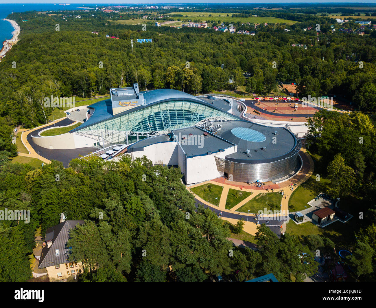 Aerial view of the Amber Hall theatre in resort Svetlogorsk Stock Photo ...