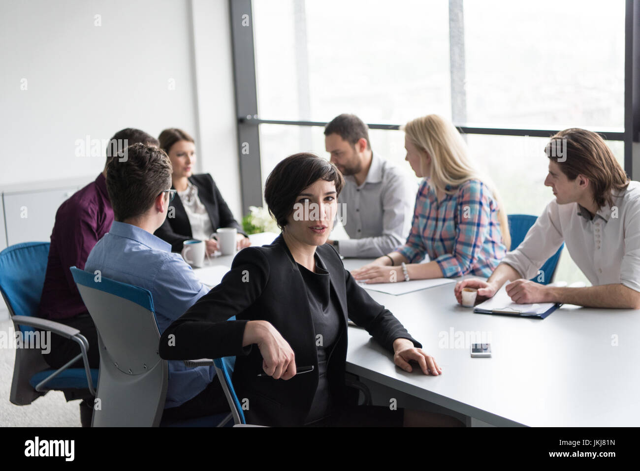 Portrait Of Successful Businesswoman Entrepreneur At Busy startup ...