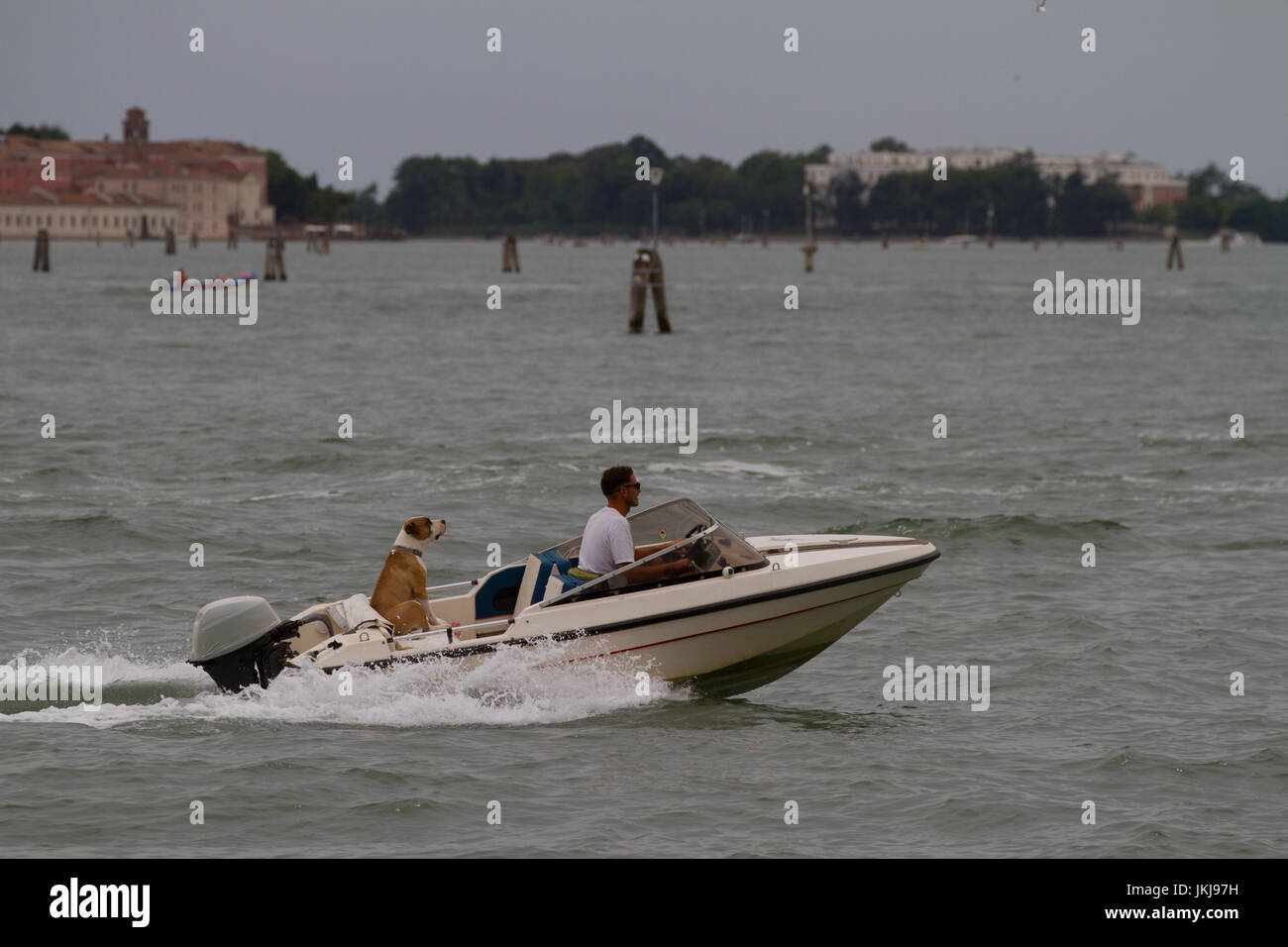 Man and dog in boat hi-res stock photography and images - Alamy