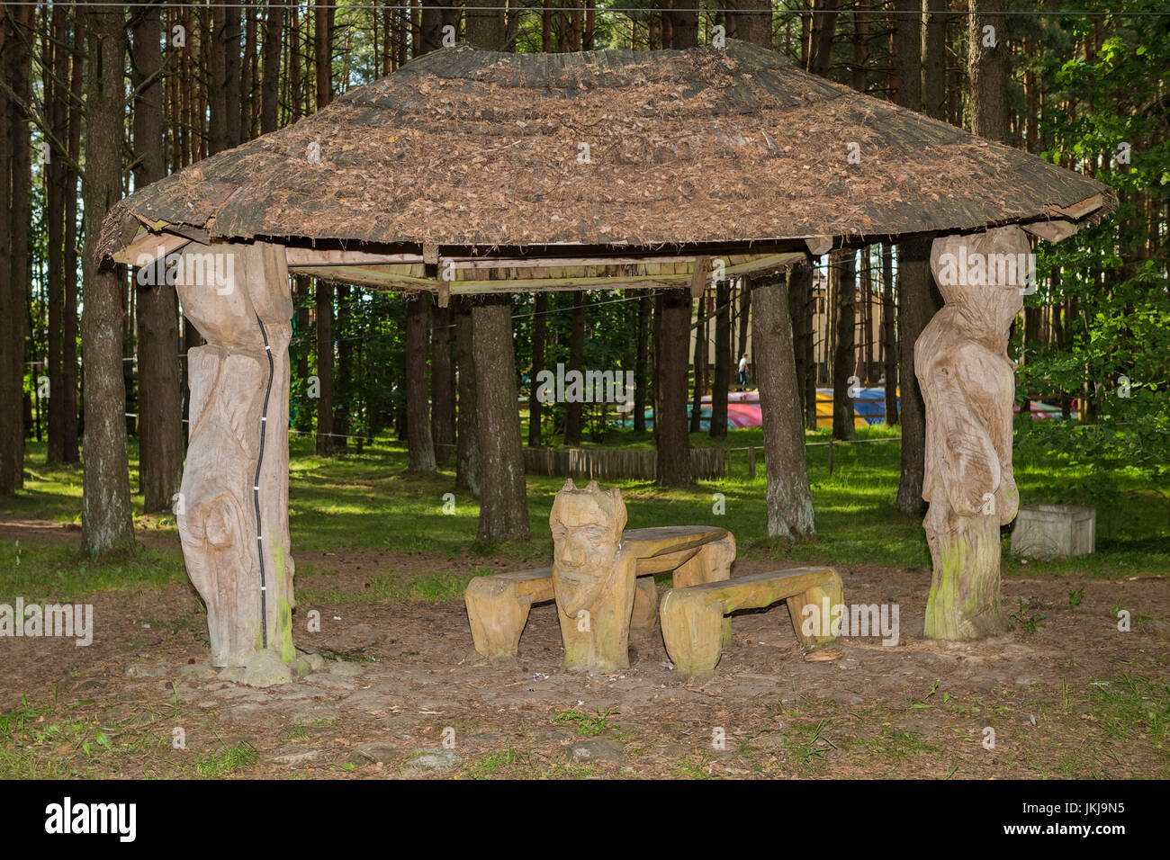 Exhibits and entertainment in the center of HBH, Lithuania Stock Photo ...