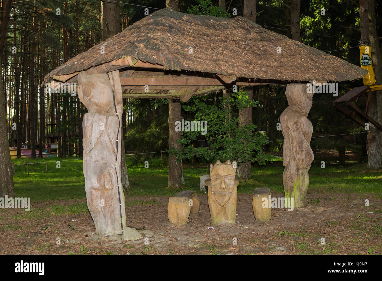 Exhibits and entertainment in the center of HBH, Lithuania Stock Photo ...