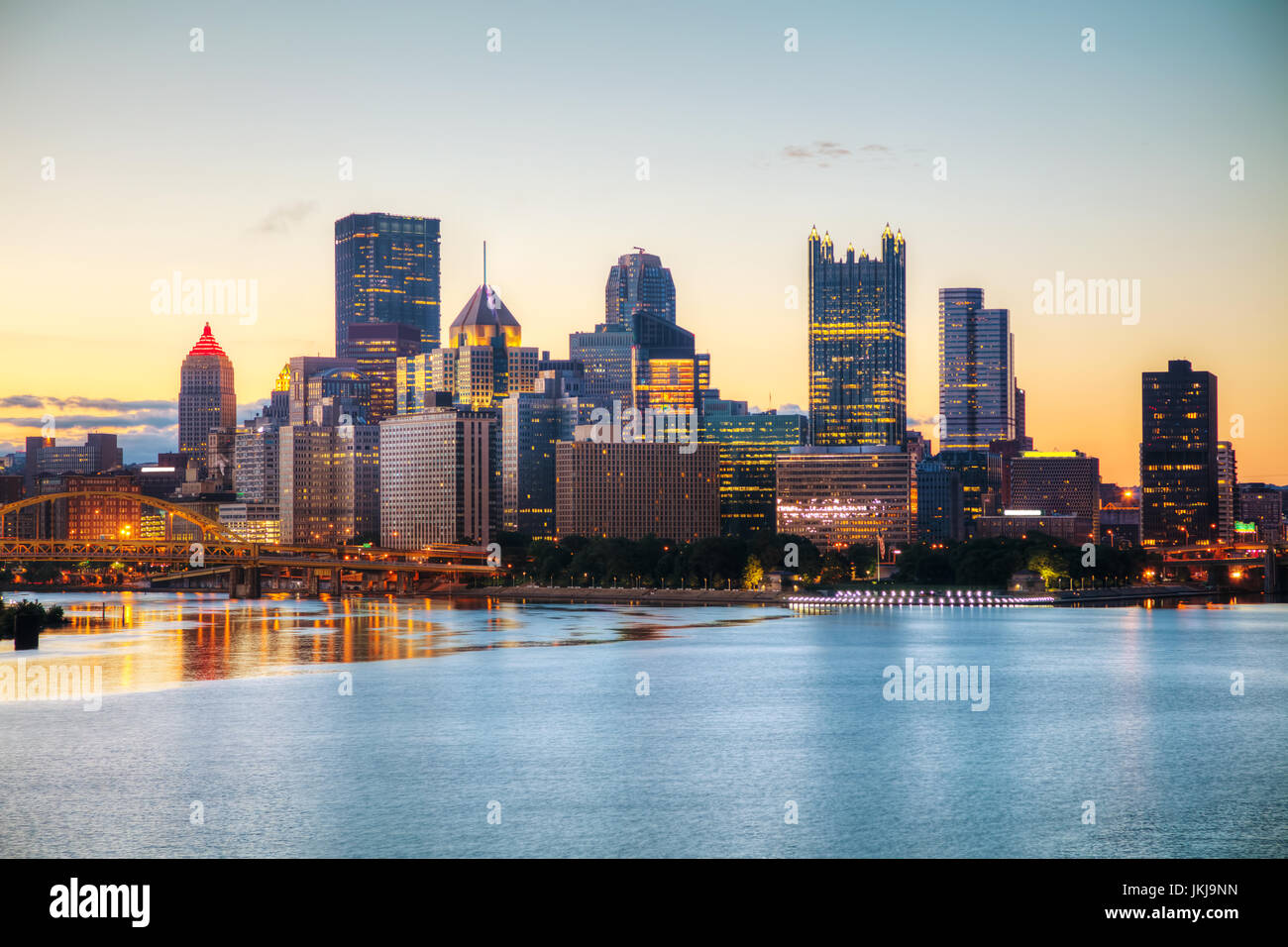 Pittsburgh cityscape with the Ohio river in the morning Stock Photo - Alamy