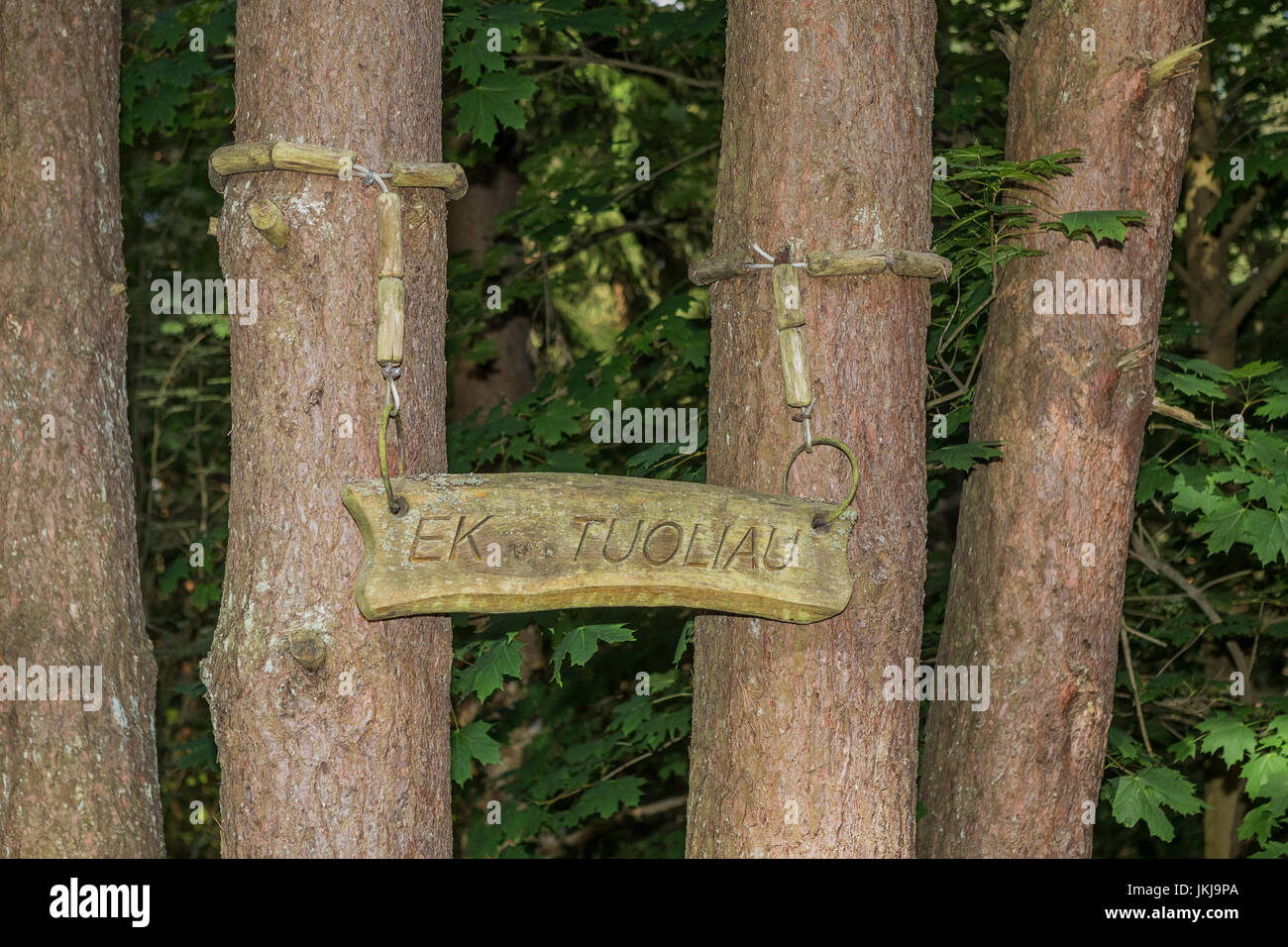 Exhibits and entertainment in the center of HBH, Lithuania Stock Photo ...