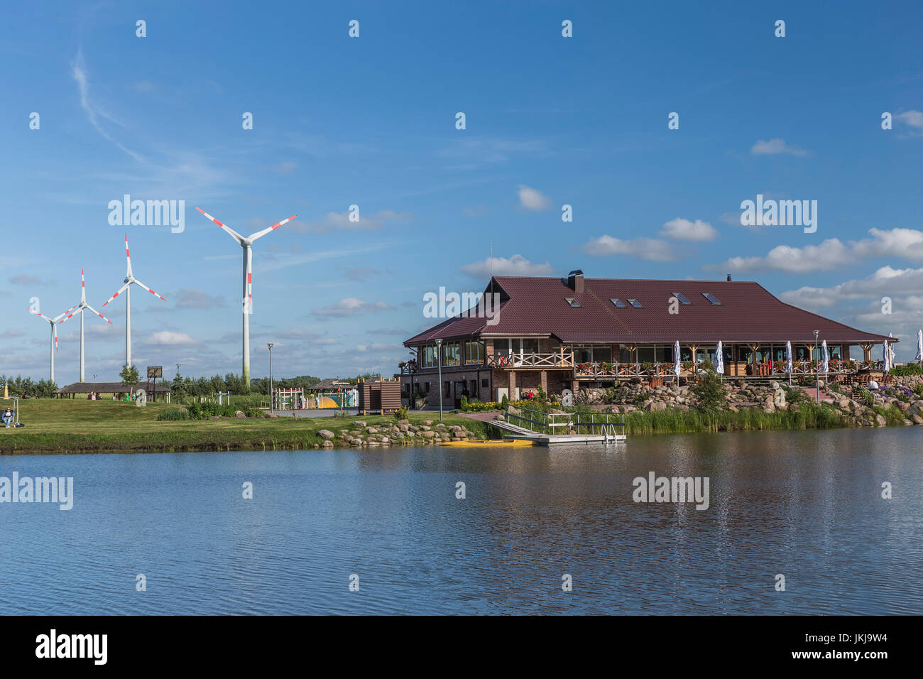 Exhibits and entertainment in the center of HBH, Lithuania Stock Photo ...