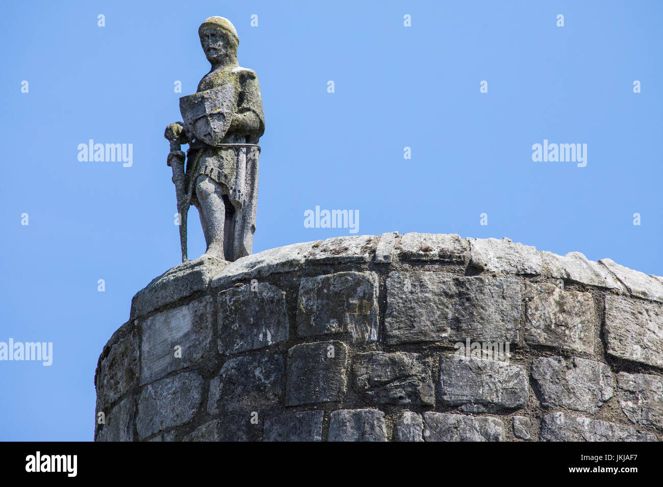 Sculptures on the top of the historic Bootham Bar in York, UK. Bootham ...
