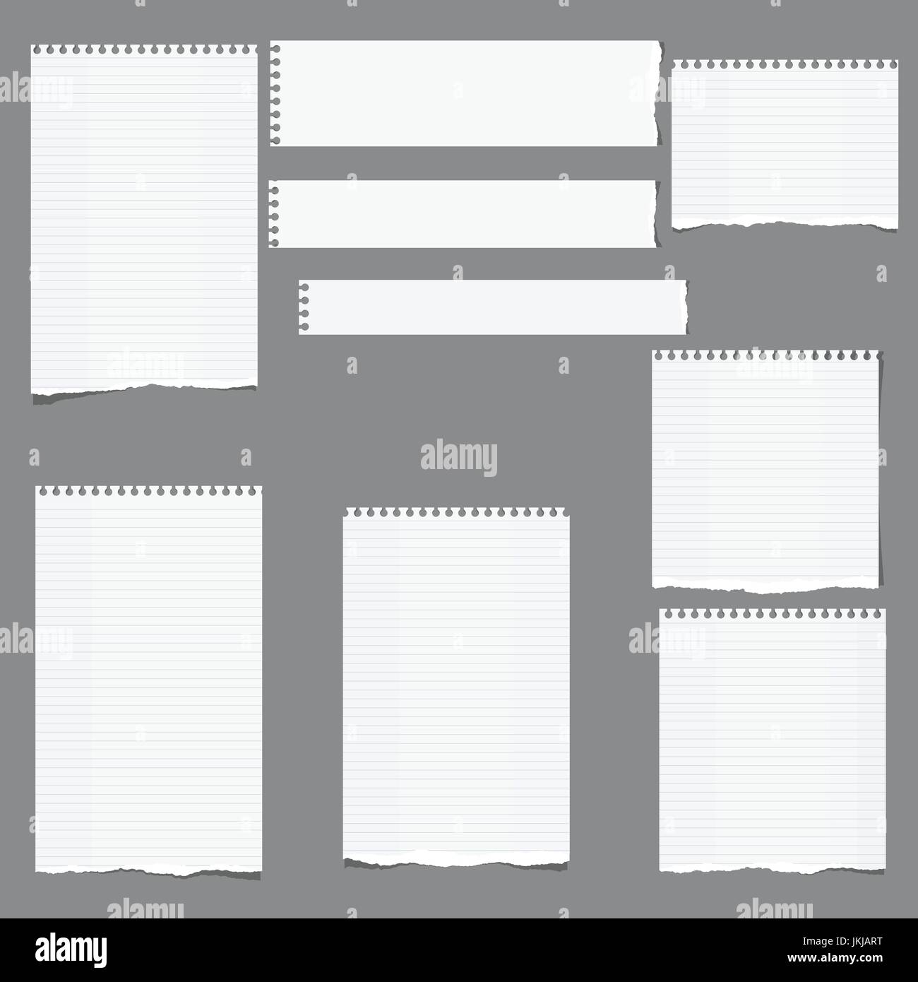 Ripped ruled note, notebook, copybook vertical and horizontal paper ...