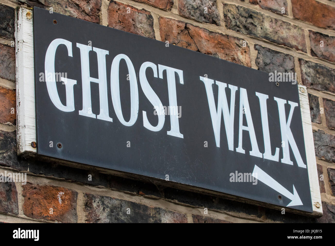 A sign for a Ghost Walk in the historic and haunted city of York in ...